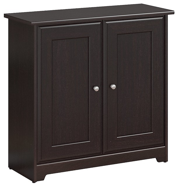 Cabot Low Storage Cabinet With Doors, Espresso Oak - Transitional ...