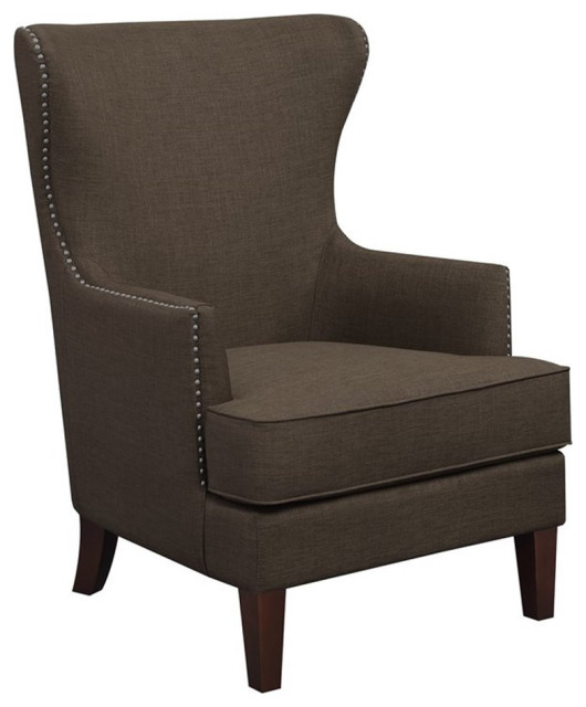 Maklaine Transitional Styled Wood Accent Arm Chair in Brown Finish ...