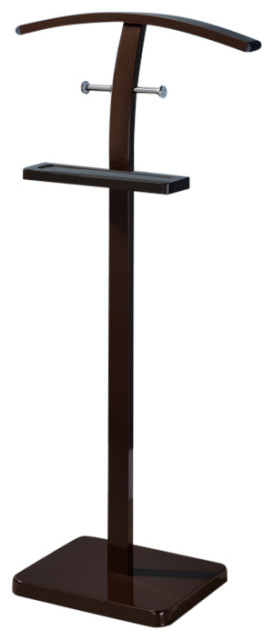 Malhotra Modern Clothes Valet Stand With Accessory Shelf, Walnut Metal ...