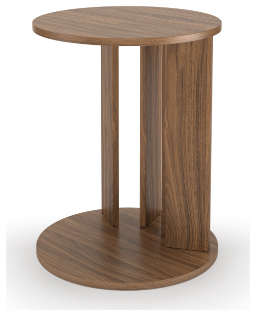 Large Mid Century Modern Sofa Side Table, Walnut - Transitional - Side ...