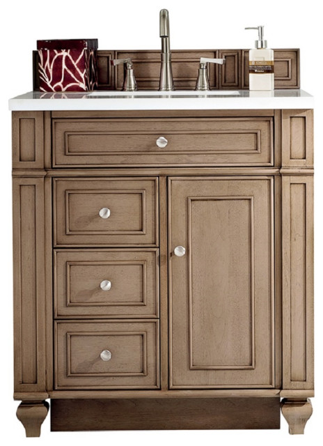 Bristol 30" Single Vanity, Whitewashed Walnut,, 3 Cm Classic White ...