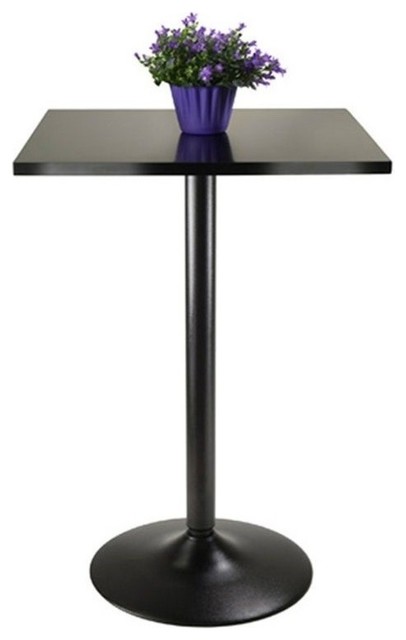 Pemberly Row Square Transitional Wood/Metal Pub Table in Black ...