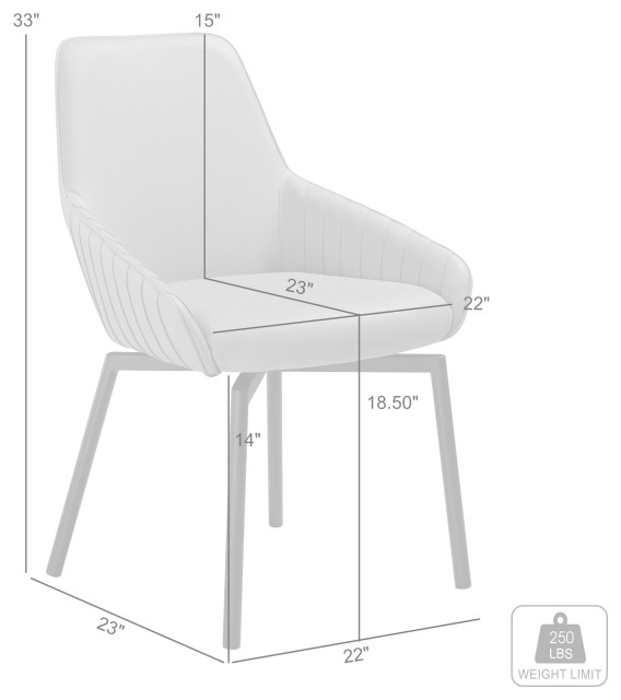 Shilo Swivel Upholstered Dining Chair in Faux Leather with Black Metal ...