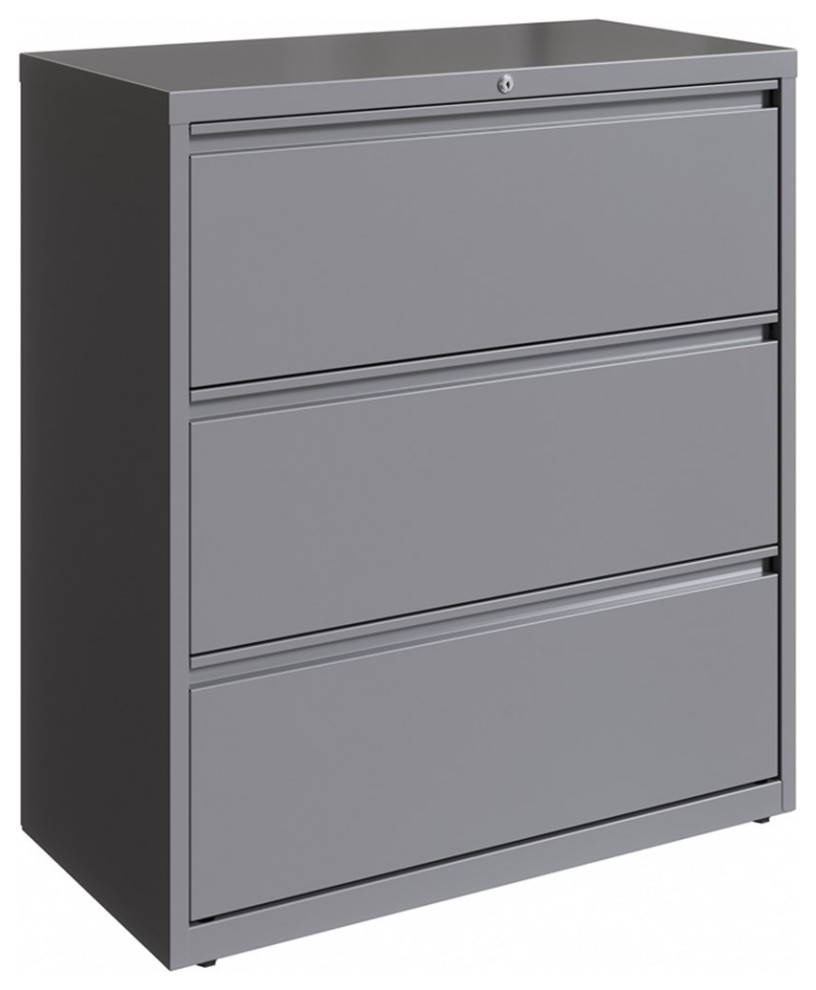 UrbanPro 3-Drawer Modern Metal Lateral File Cabinet in Arctic Silver ...