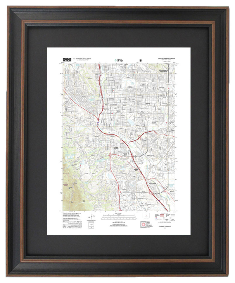 Framed Topographic Map, Colorado Springs, Colorado, Poster ...