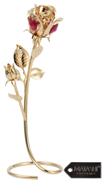 Matashi 24K Gold Plated Double Rose Crystal Studded Loving Flower ...