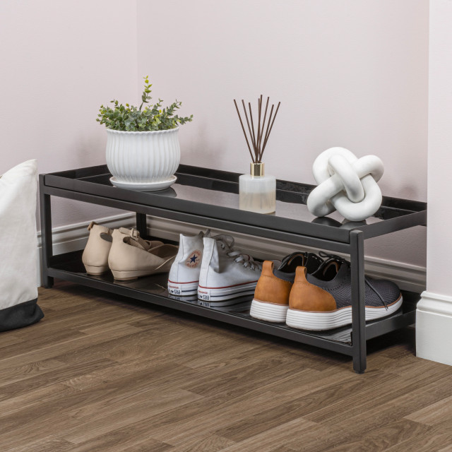 Industrial Compact 6-Pair 2-Tier Iron Shoe Rack - Transitional - Shoe ...