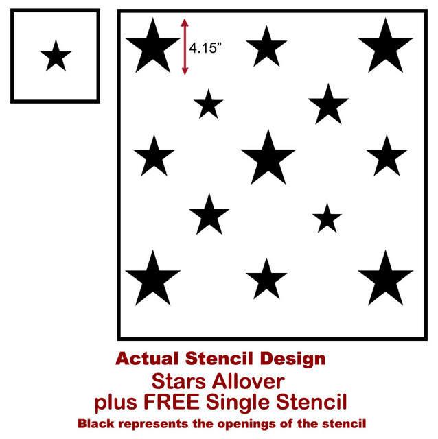 Stars Allover Stencil, Reusable Stencils For Walls, DIY Nursery Decor ...