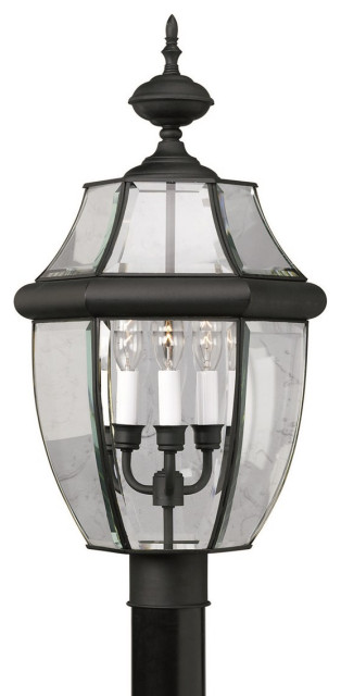 Forte 3-LT Brass Post Light 1604-03-04, Black - Traditional - Post ...