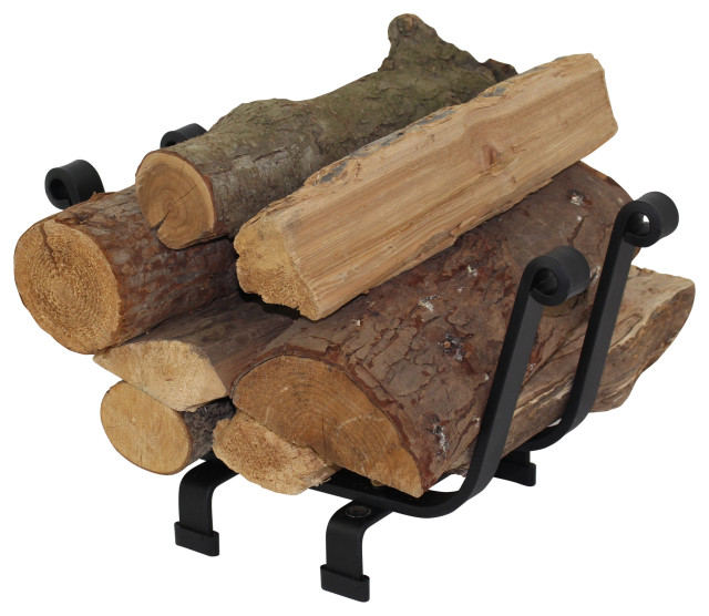Handcrafted Indoor & Outdoor Log Basket Fireplace Rack Black ...