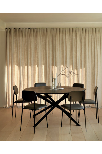 Round Black Oak Dining Table, Ethnicraft Mikado - Midcentury - Dining ...