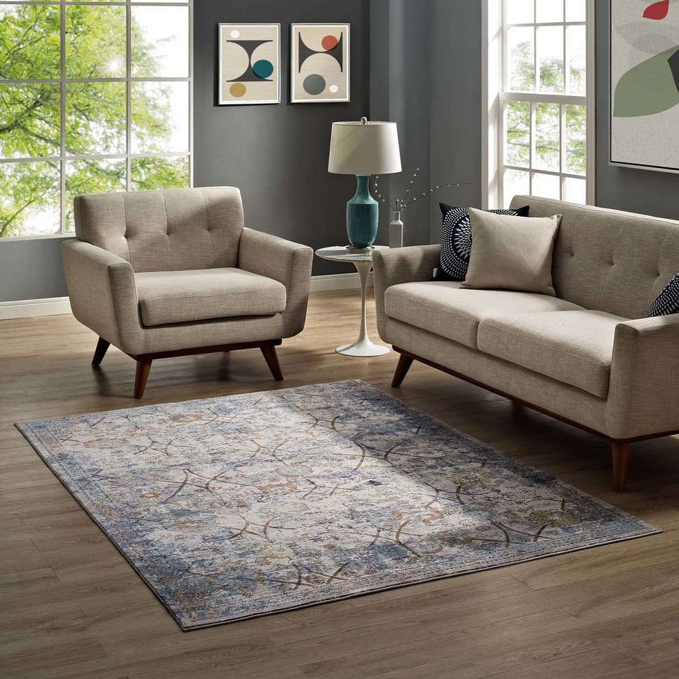 Industrial Country Farm House Living Area Rug, Multi/Blue ...
