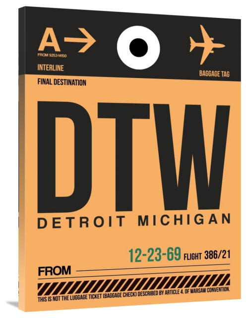 "DTW Detroit Luggage Tag 1" Fine Art Print, 30" x 40" - Modern - Prints ...
