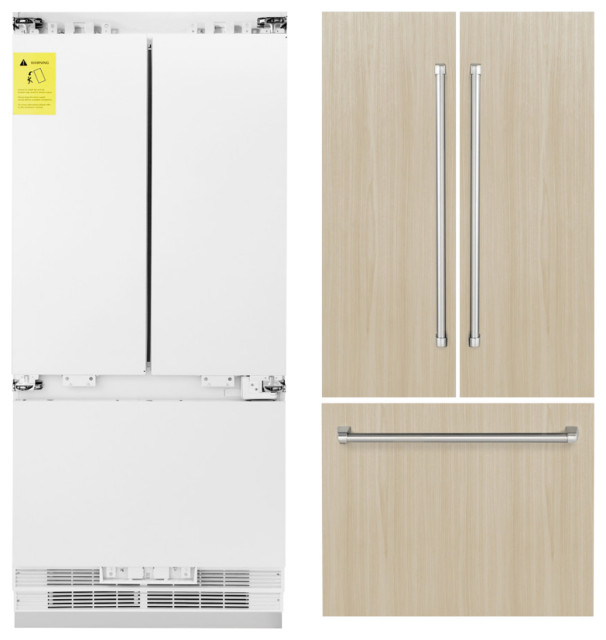 ZLINE 36, Panel Ready French Door Built-In Refrigerator With Ice Maker ...