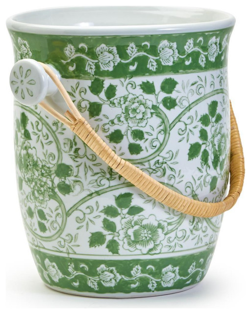 Two's Company 53841 Countryside Cooler Bucket with Woven Cane Handles ...