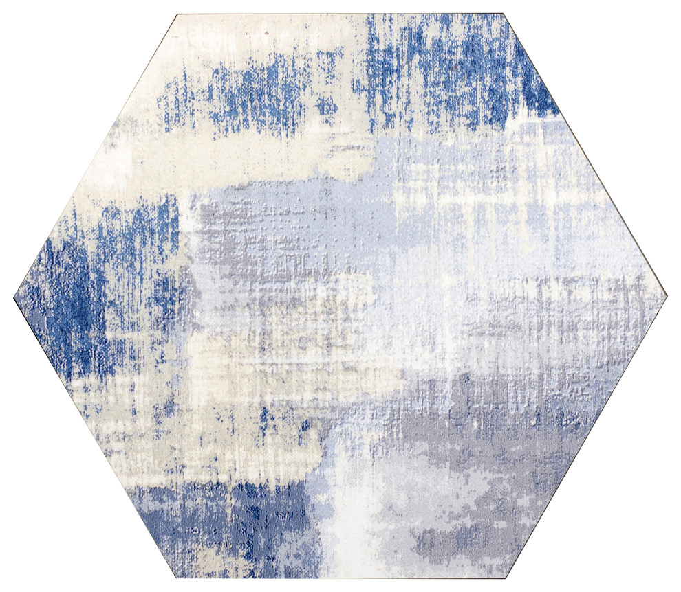 Nature 8 in x 8 in Glass Hexagon Tile in Cement Blue, Set of 20 ...