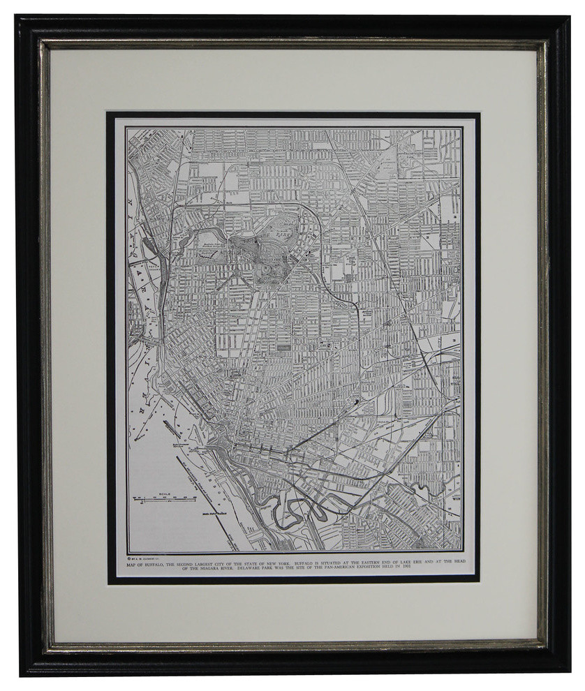 Vintage Buffalo, NY Map, Framed Original Buffalo Map- Authentic 1940s ...