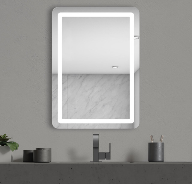 Seura Allegro LED Dimmable Rounded Corner Lighted Bathroom Mirror ...