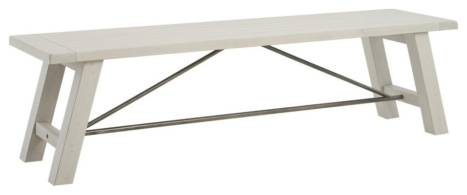 Dining Bench - White Wash Finish, Solid Wood Seat, Belen Kox ...