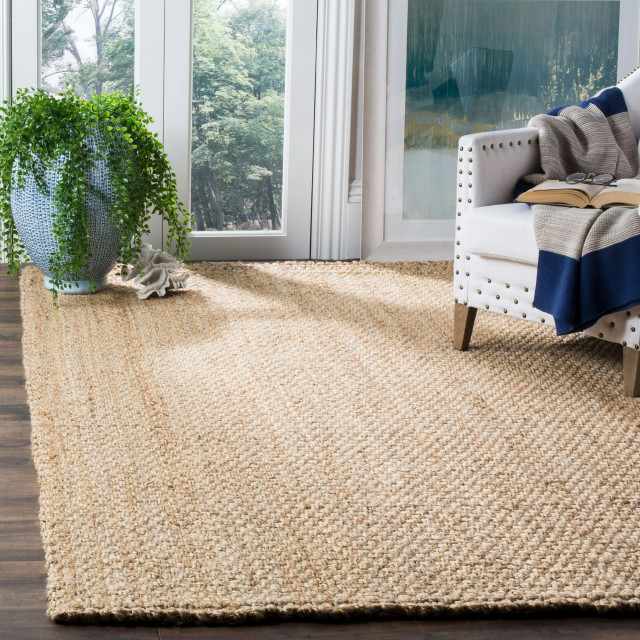 Handwoven Fiber Braided Jute Area Rug with Natural Seagrass, Coastal ...