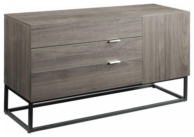 Modern Console Table, 3 Spacious Drawers With Side Storage Cabinet ...