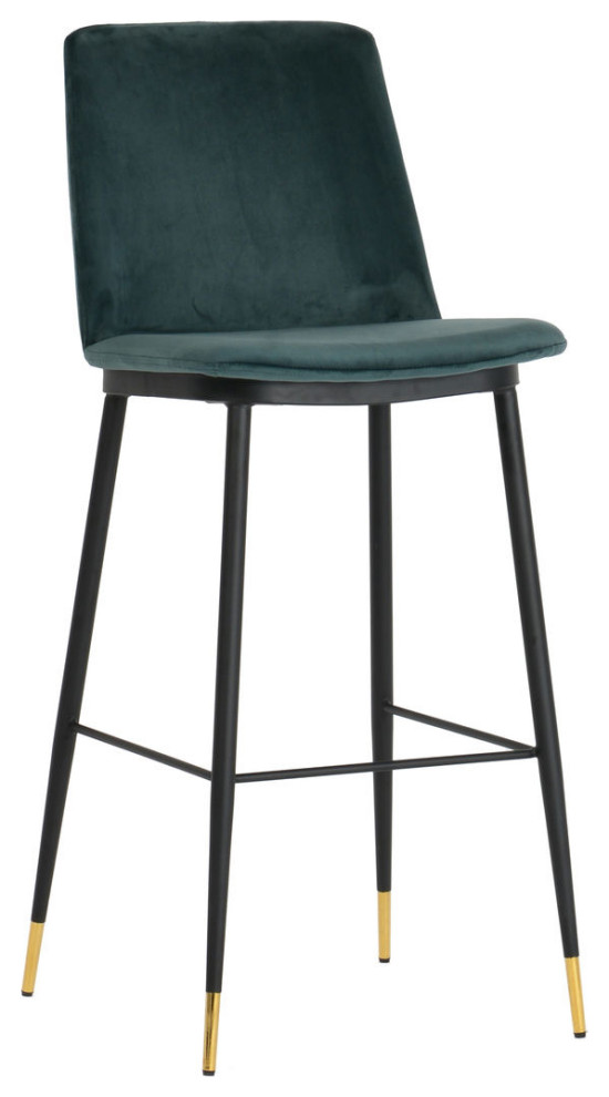 TOV Furniture Evora Green Velvet Counter Stool (Set of 2) - Midcentury ...