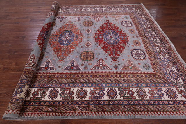 Super Kazak Hand-Knotted Wool Rug 9' 3" X 12' 4" - Q22021, 9' 3" X 12 ...