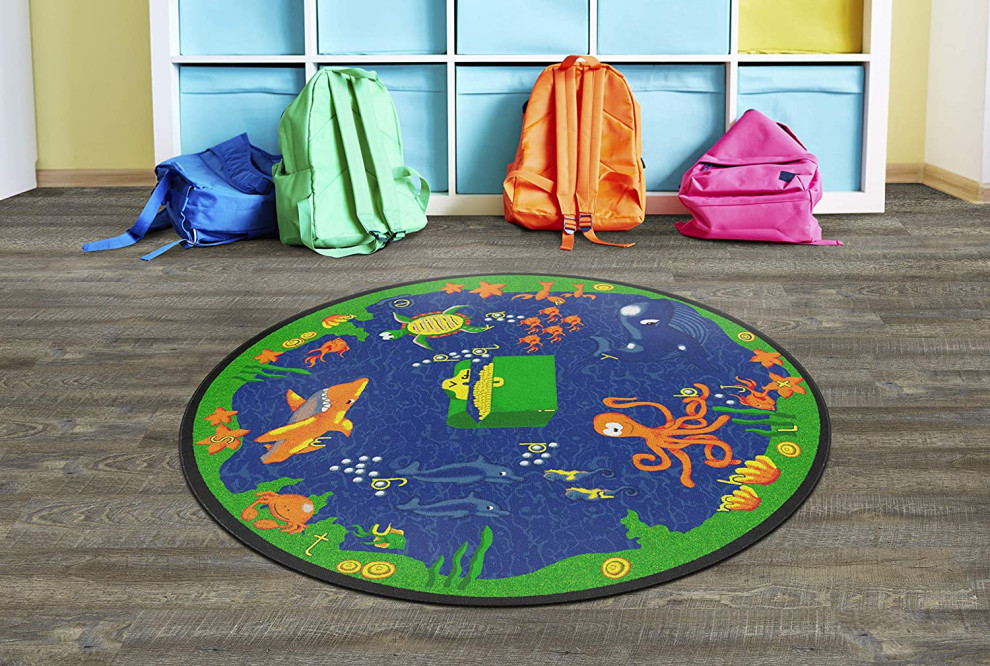 Flagship Carpets VA136-85A 6' Sea Hunt Round Educational Rug ... Flagship Carpets VA136-85A 6' Sea Hunt Round Educational Rug ...