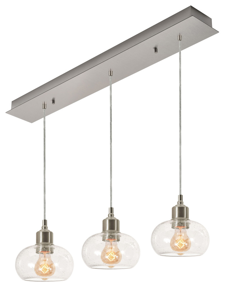 Laney 3 Light Linear Pendant, Medium Base 120V, Satin Nickel ...