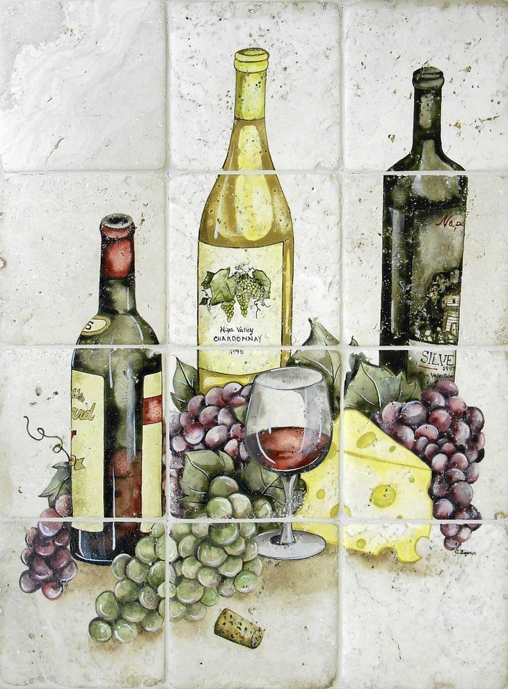 18"x24" Irresistible Wine And Grapes Tile Mural, 12-Piece Set ...