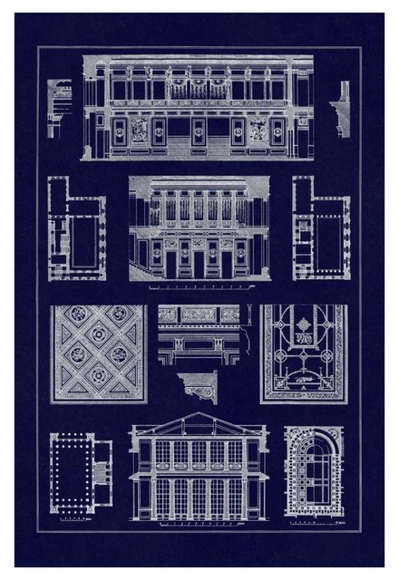 "Halls with Galleries (Blueprint)" Digital Paper Print by J. Buhlmann ...