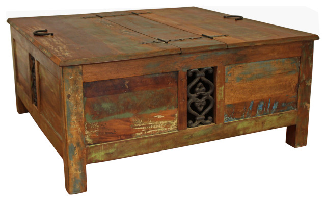 Moti Trinidad 40" Reclaimed Solid Wood Box Cocktail Table,Multi-Color - Rustic - Coffee Tables ...