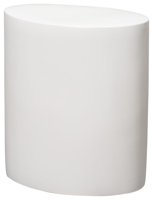 Oval Stool/Table, White 17x11.5x18 - Transitional - Accent And Garden ...