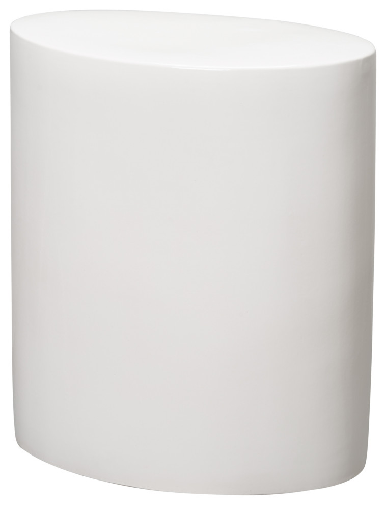 Oval Stool/Table, White 17x11.5x18 - Transitional - Accent And Garden ...