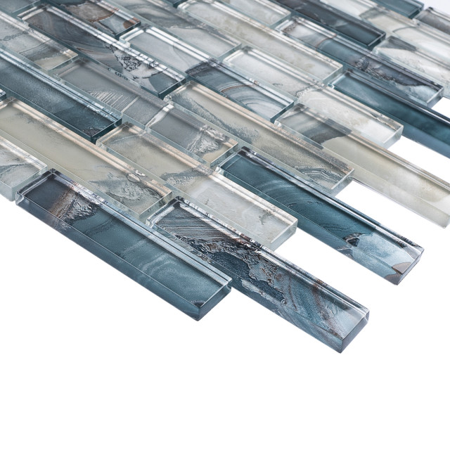 TOCSG 1X4 Wall Paper Glass Mosaic Tile Backsplash - Contemporary ...