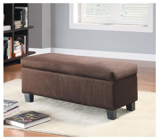 Fabric Lift-Up Storage Bench With Ribbed Designing, Chocolate ...