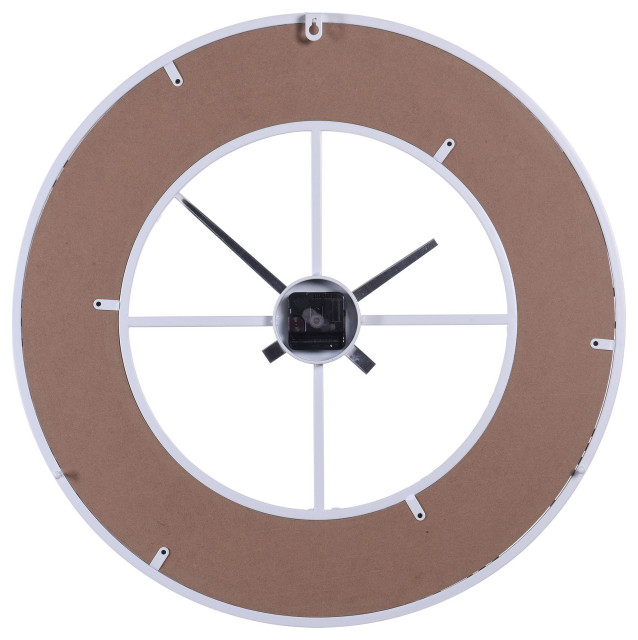 Farmhouse Wall Clock With Window Pane Design Whitewash, Matte White ...