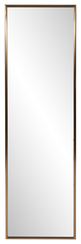 Antiqued Brushed Brass Rectangular Full Length Wall Mirror ...