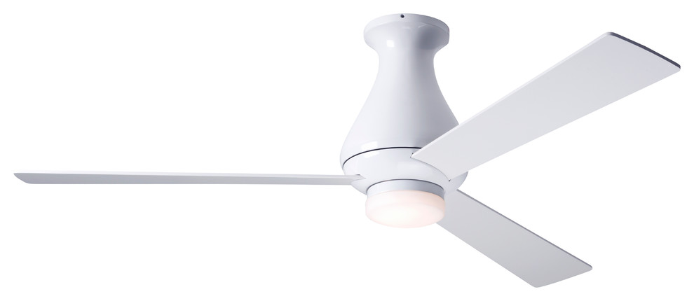 Modern Fan Altus Flush LED-Light Gloss White 52" Ceiling Fan with Wall ...