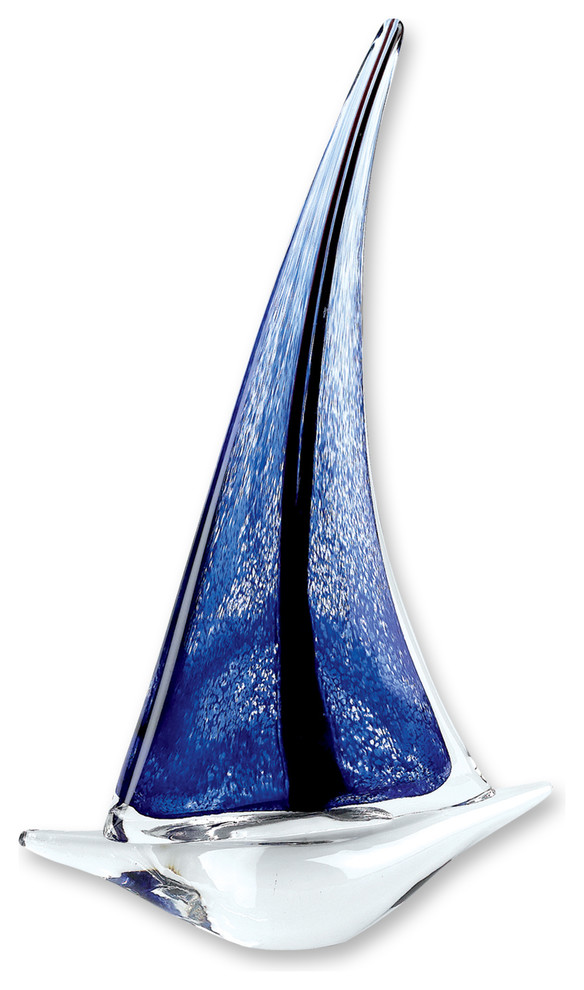 Sailing Artistic Glass Sailboat 14" - Beach Style - Decorative Objects ...