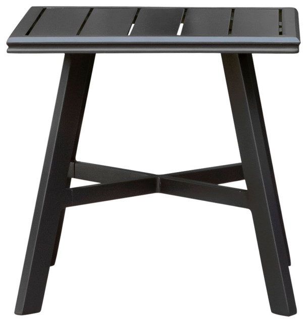 Indoor Outdoor End Table, Aluminum Construction & Slatted Square Top ...