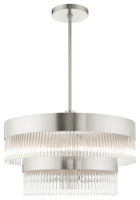 Livex Lighting Nowrich 7 Light Brushed Nickel Chandelier - Transitional ...
