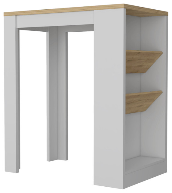 White And Natural 36" Kitchen Island With Storage - Transitional ...