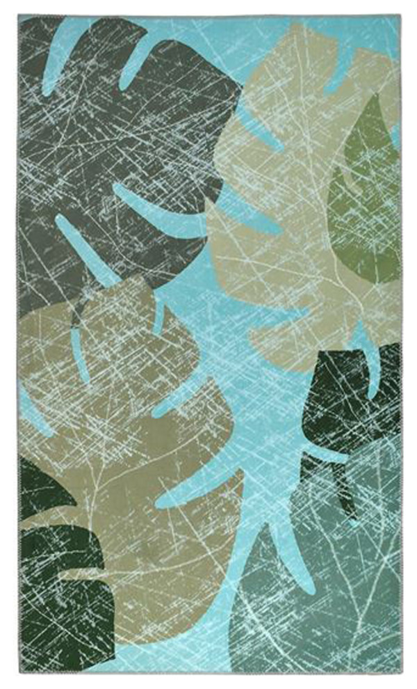 Homefires Polyester Indoor/Outdoor Rugs Faded Tropical Leaves - 3' X 5 ...