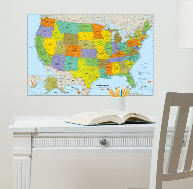 USA Dry Erase Map Decal - Contemporary - Wall Decals - by Brewster Home ...