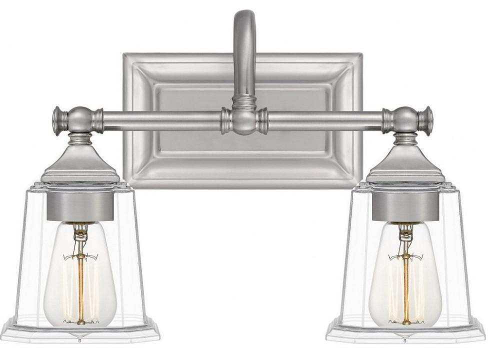 2 Light Transitional Bathroom Light Fixture-Brushed Nickel Finish ...