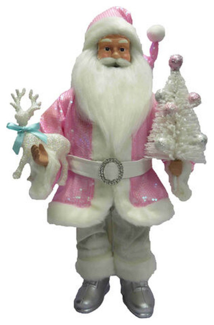 December Diamonds North Pole Sweet Shoppe 18" Pink Santa With Tree ...