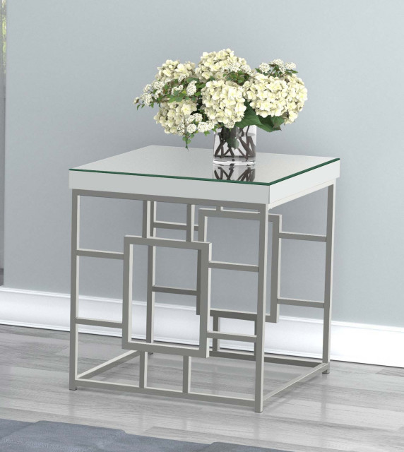 Dafina Geometric Frame Square End Table Chrome - Contemporary - Side ...