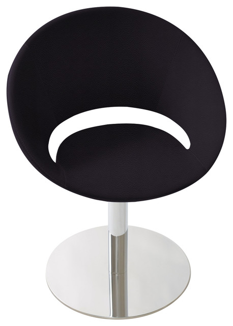 Crescent Round Chair, Beight Stainless Steel Base, Black Ppm ...