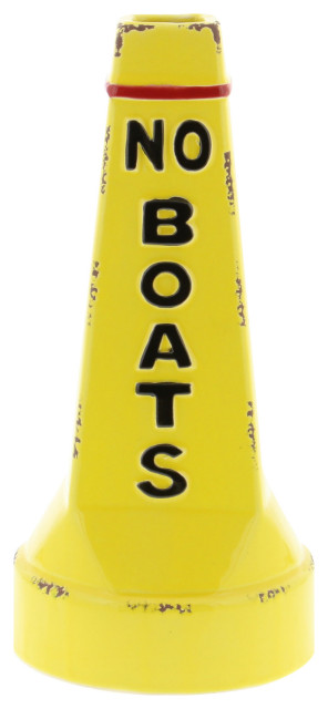 Ceramic Buoy Vase with Round Base and Typography, Yellow - Beach Style ...